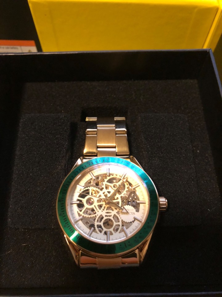 Men’s Invicta Watch Lot & Flag - Automatic Gold Green Black See ...