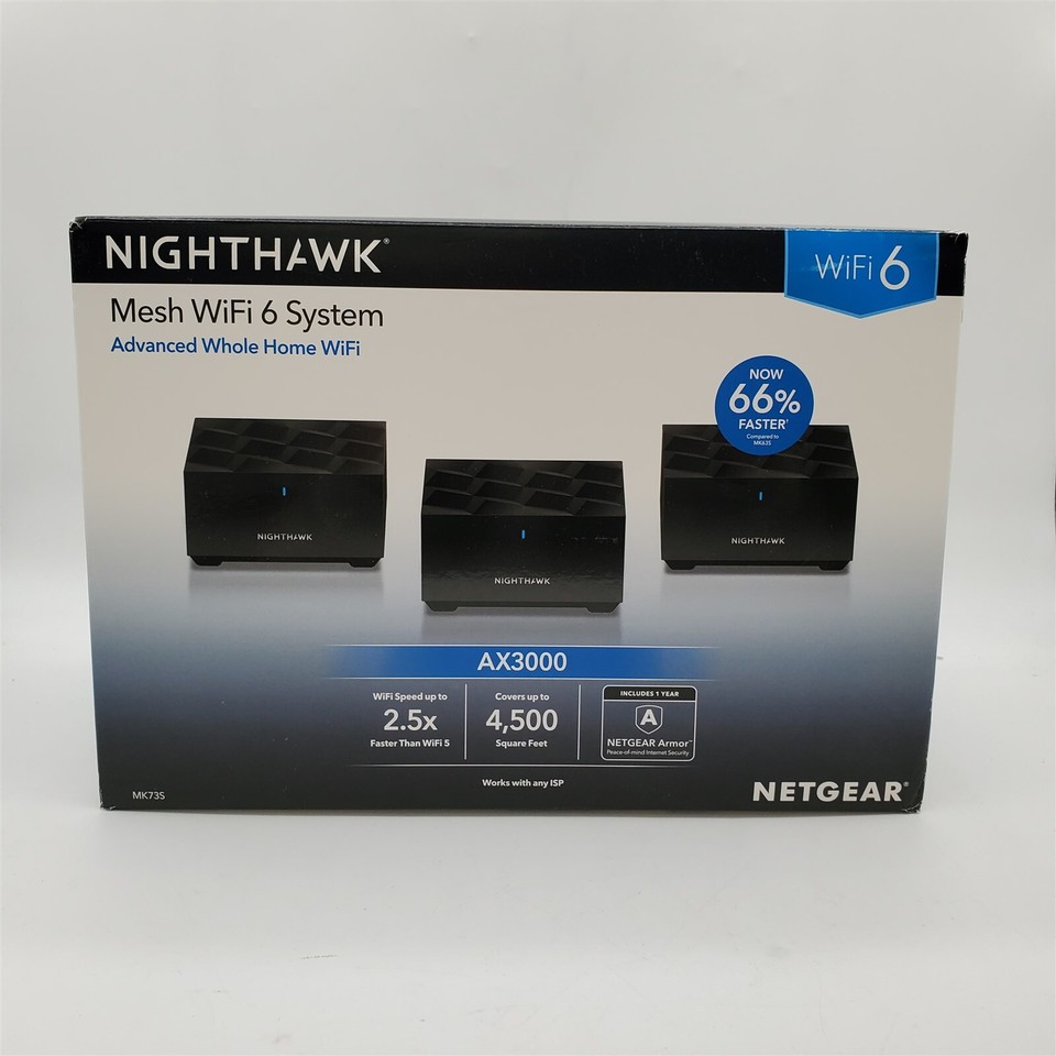 NETGEAR Nighthawk Tri-Band Whole Home Mesh WiFi 6 System (MK73S) | eBay
