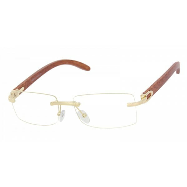 Mens CLASSY Style Wood Buff Retro 90s Hip Hop Rapper Gangster Rimless ...