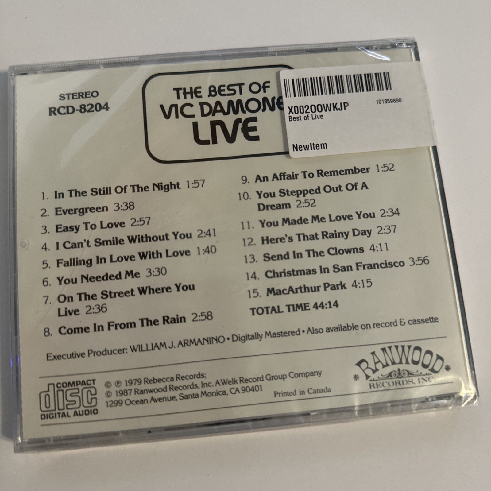 The Best of Vic Damone Live by Vic Damone (CD, 1988, Ranwood Records ...