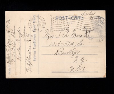 WWI APO Flag Cancel 705 Army Postal Service AEF YMCA Note to Mother ...