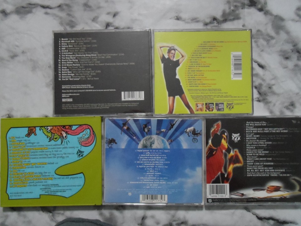 ESPN 5 CD Lot Jock Rock Volume 1 Jock Jama Vol 2 Stadium Anthems X ...