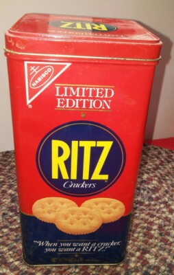 Vintage Ritz Crackers 1987 Limited Edition Advertising Tin Metal Can ...