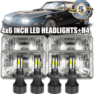 4pcs For 1977-1981 Pontiac Firebird Trans AM 4x6'' Glass Headlight Hi ...