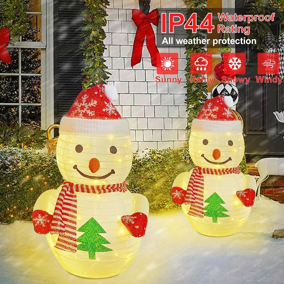Lighted Pop-up Christmas Snowman Decorations, 27 Inch 3D Snowman with ...