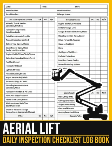 Aerial Lift Daily Inspection Checklist: Aerial Lift Pre-Use Inspection ...