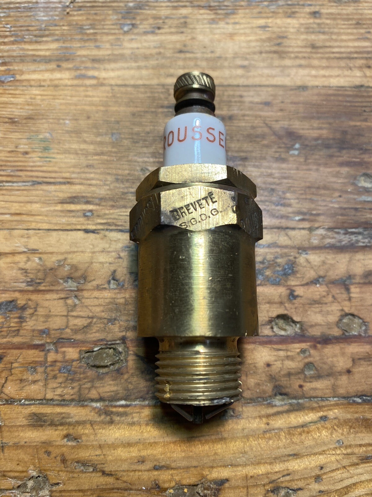 Rare! Antique F. Roussel Brevete SGDG Bougie Solid Brass Spark Plug ...