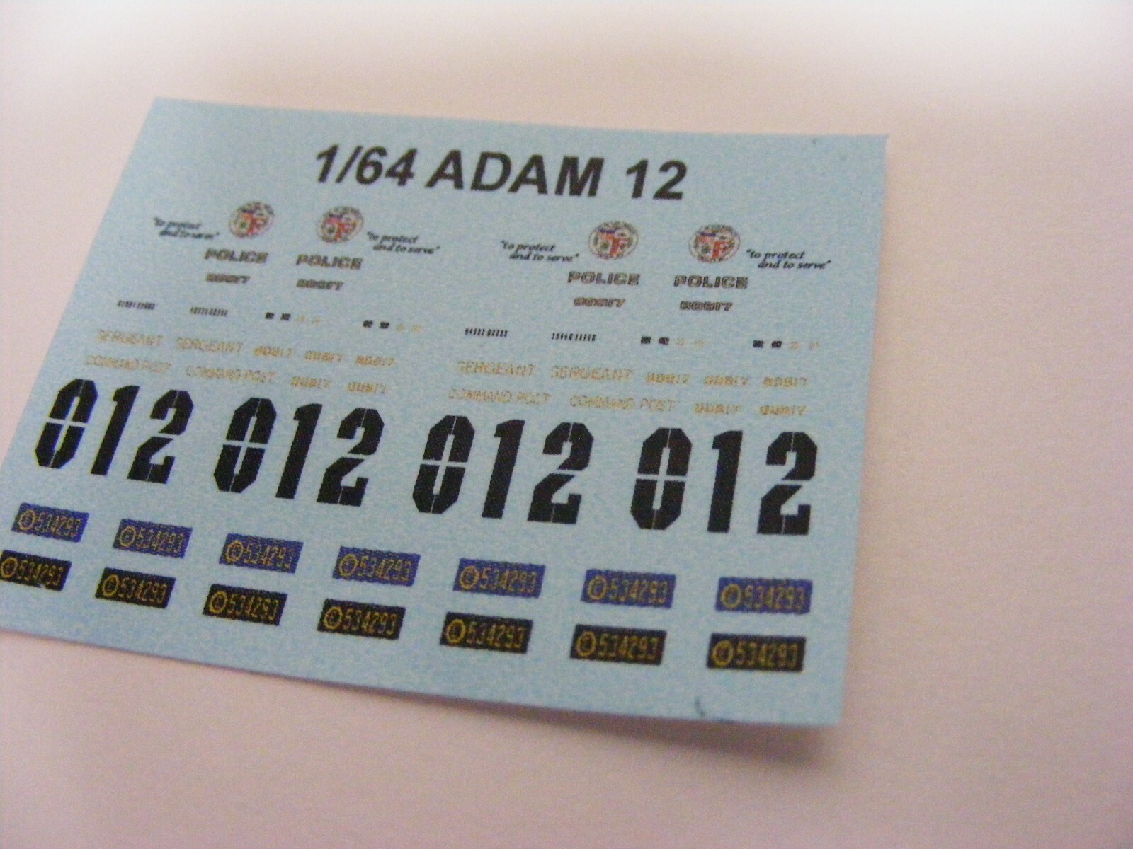 Adam 12 TV Show Police Car Decals Fit 1/64 Diecast Cars New Improved | eBay