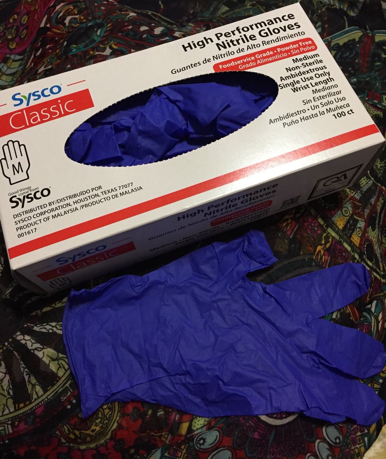 Sysco Classic High Performance Cobalt - Blue Nitrile Glove, Medium 100 ...