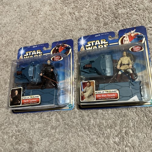 2002 Star Wars LOT OF 2: Obi-Wan Kenobi & Darth Tyranus Force Flip NIB ...