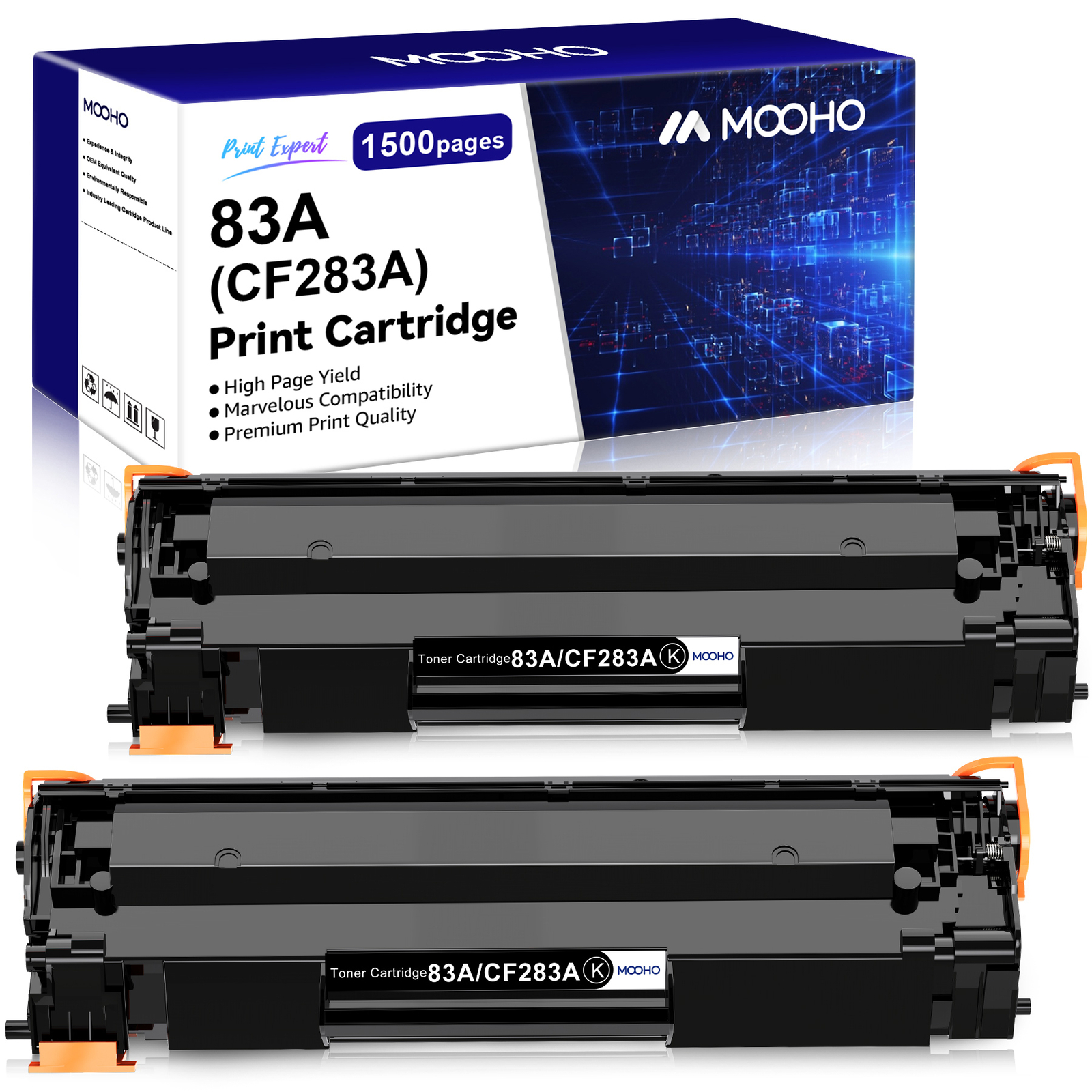 2PCS Black 83A CF283A Printer Toner For HP LaserJet Pro M127fn M127fw ...