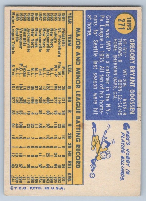 1970 Topps - #271 Greg Goossen for sale online | eBay