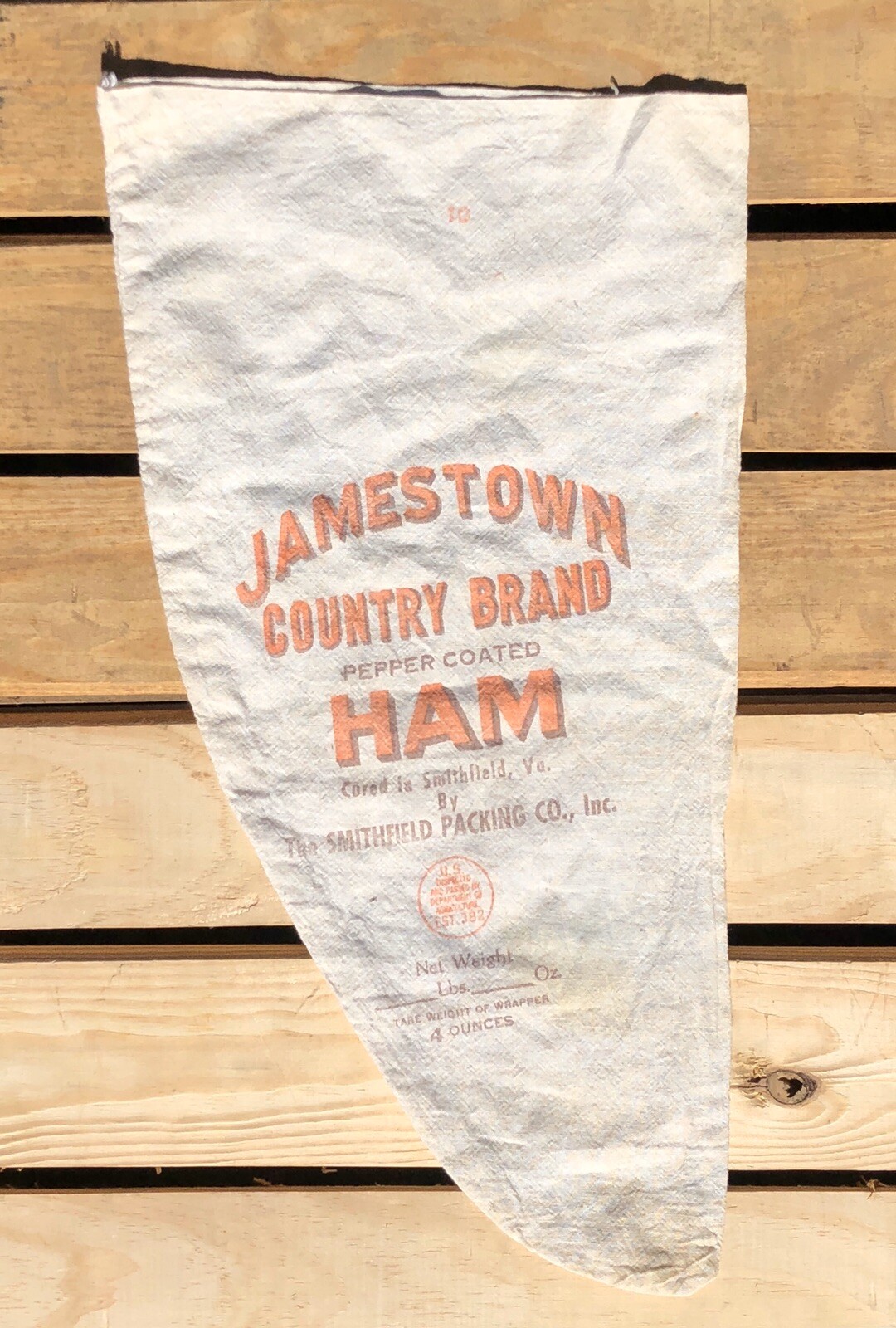 Vintage JAMESTOWN Country Brand Ham Smithfield Packing Cloth Bag ...