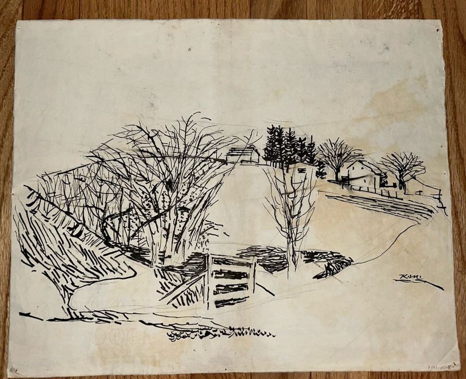 Karl Mattern Rare Landscape Mid Century Modern Landscape Trees Iowa ...