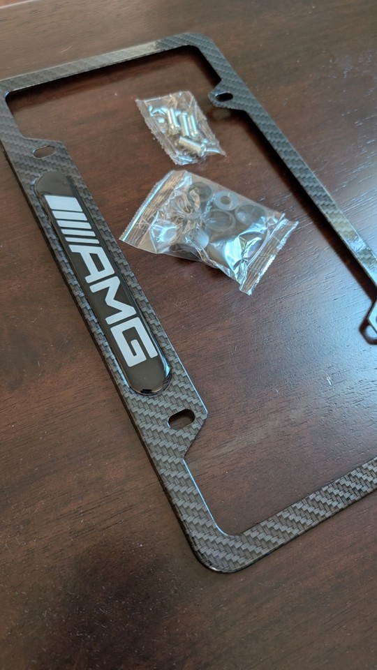 Mercedes AMG License Plate Frame (Carbon Fiber) - 2 Pc Set For Amg ...