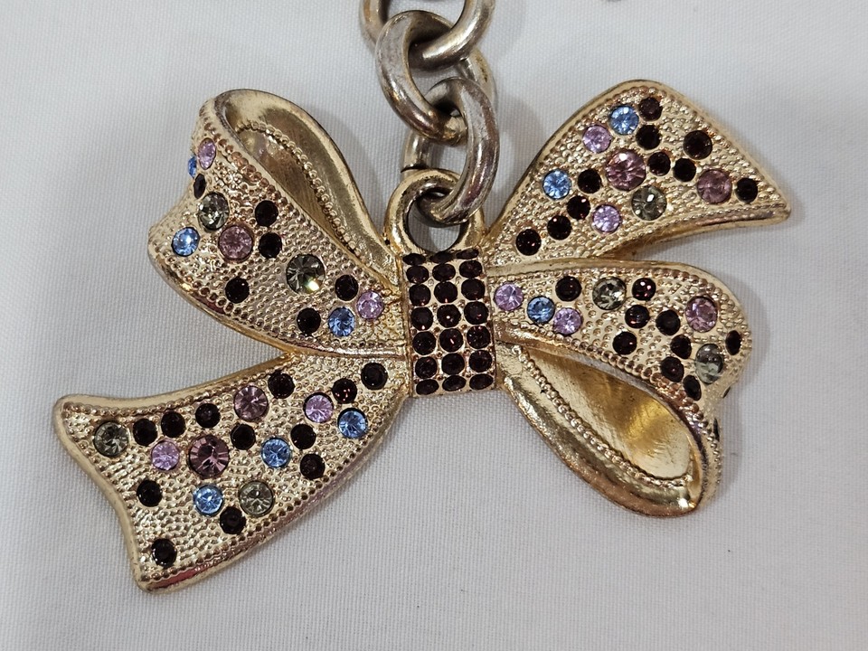 Coach Bow Bag Charm Keychain Gold Tone and Rhinestone Bling | eBay