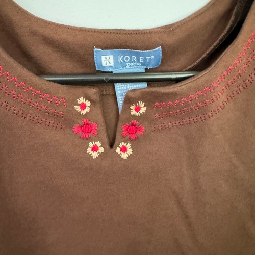 Vintage Koret Petites Brown Floral Keyhole Neck Sleeveless Top Size ...
