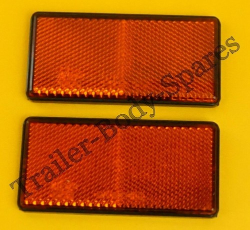 2 x Amber Side Reflectors 100mm x 50mm Self Adhesive - Trailer Horsebox ...
