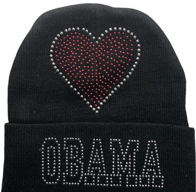 OBAMA Silver & Red Rhinestone Scull cap | eBay