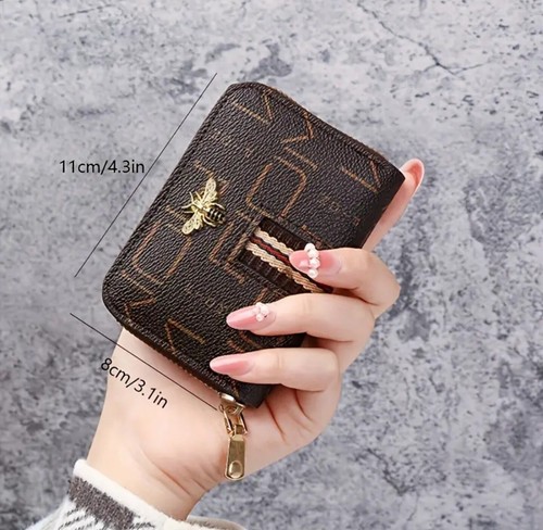 Women's Vintage Short Wallet, Zipper Around, Bee Decor | eBay