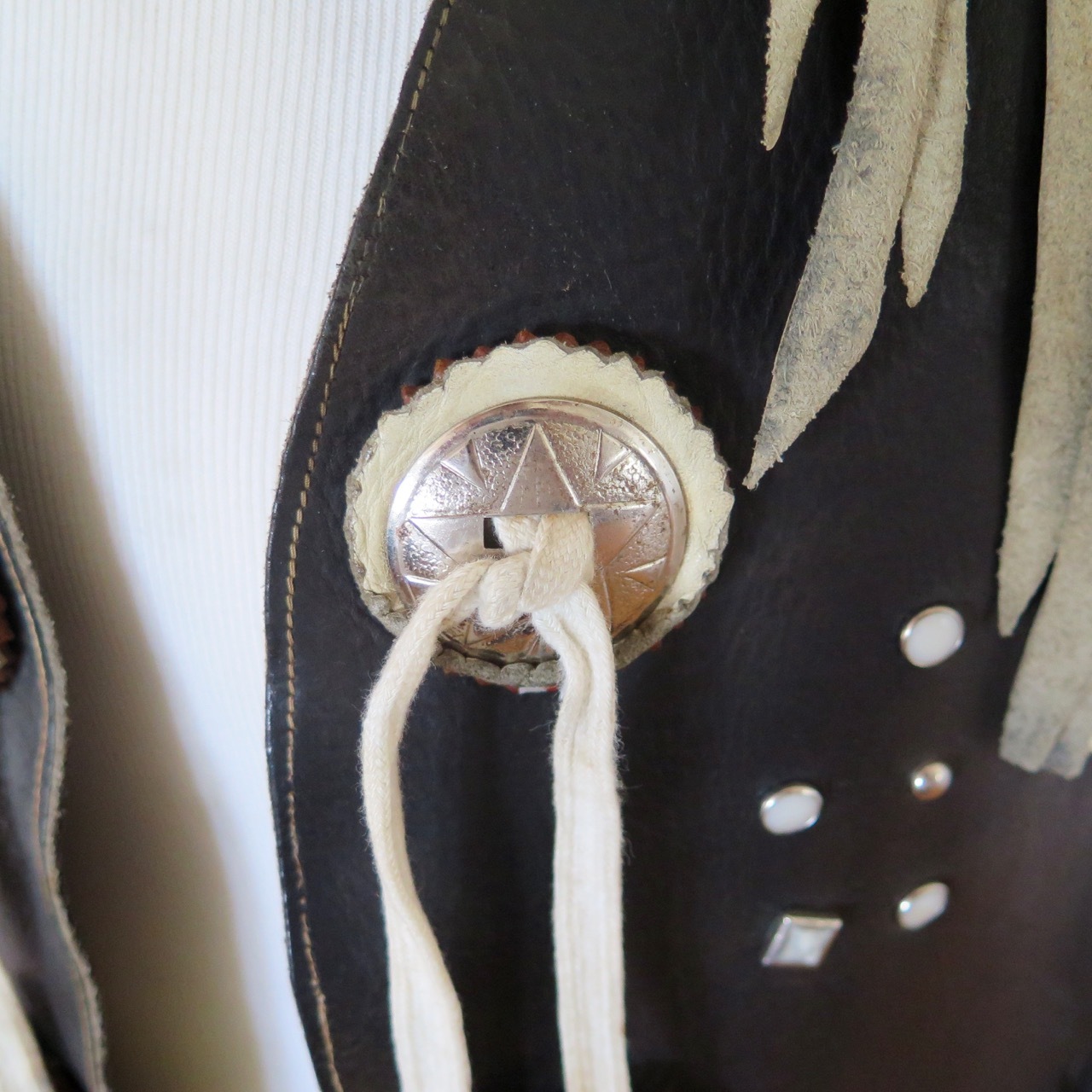 VINTAGE ORIGINAL RODEO WESTERN LEATHER VEST FRINGE STUDDED SMALL ...