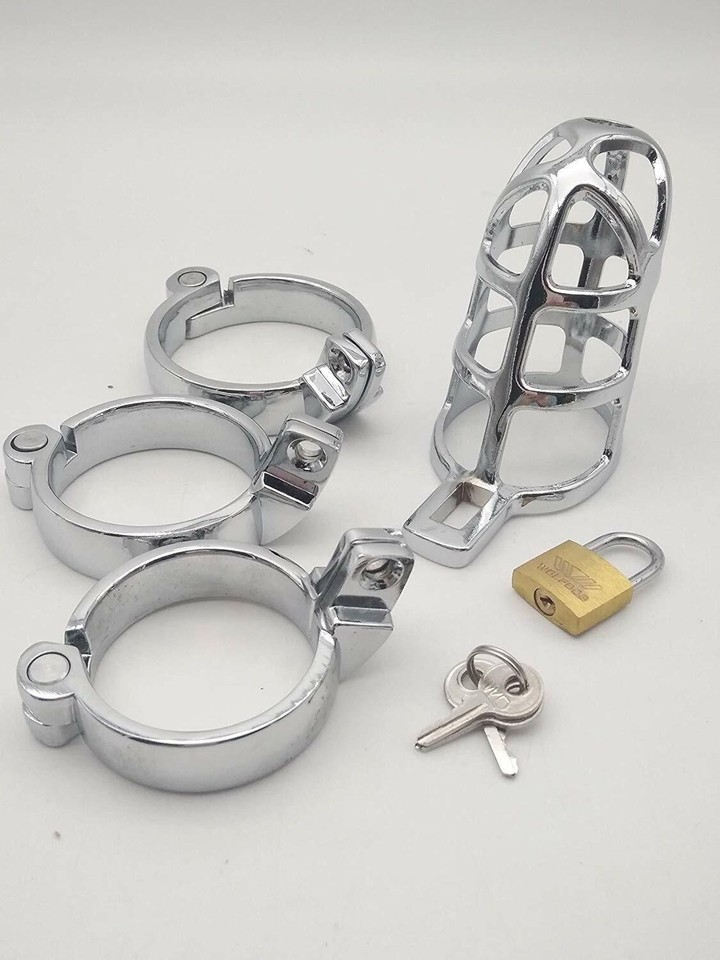 Male Steel Chastity Cage Lockable Device Penis Cock Cage BDSM Bondage ...
