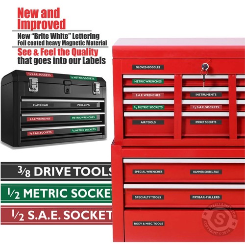 Magnetic Tool Chest Drawer Labels for Craftsman & Mechanics Organize ...
