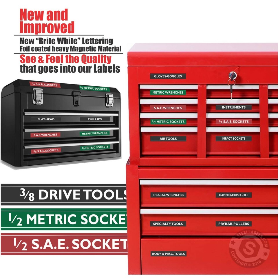 Magnetic Tool Chest Drawer Labels for Craftsman & Mechanics Organize ...
