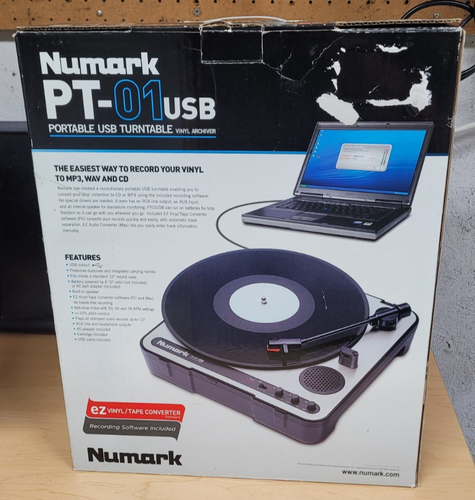 Numark PT01 USB Portable Vinyl Turntable Record Player Convert Digital ...