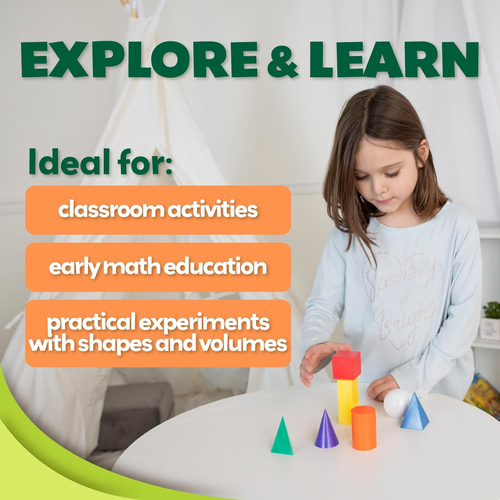 7 Pcs 3D Shapes for Teaching and Math Manipulatives - Geometric Shapes ...