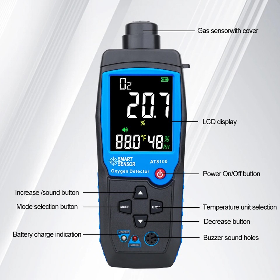 Smart Oxygen Detector Handheld Oxygen O2 Concentration Analyzer Tester ...
