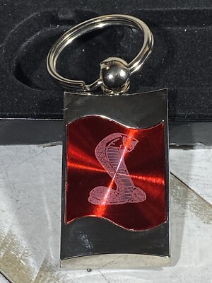 🔥 New! Ford Mustang Shelby COBRA Red Spun Brushed Metal Key Chain | eBay