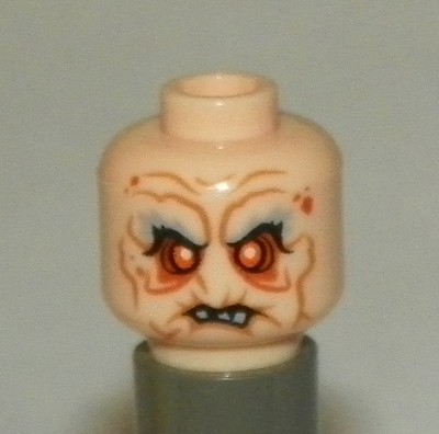 LEGO - Minifig, Head Gray Eyebrows, Orange Eyes & Facial Lines, Broken ...
