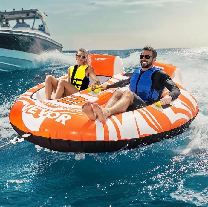 Inflatable Water Sports Towable Raft Boat Tube 2 Person Tow Behind Lake ...