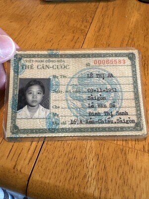 Orig South Vietnam Civilian ID Card Guarantee War Issue Cute Girl ...