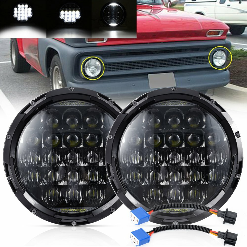 Pair 7'' Round LED Headlights Sealed Beam W/DRL For Chevy C10 C20 ...