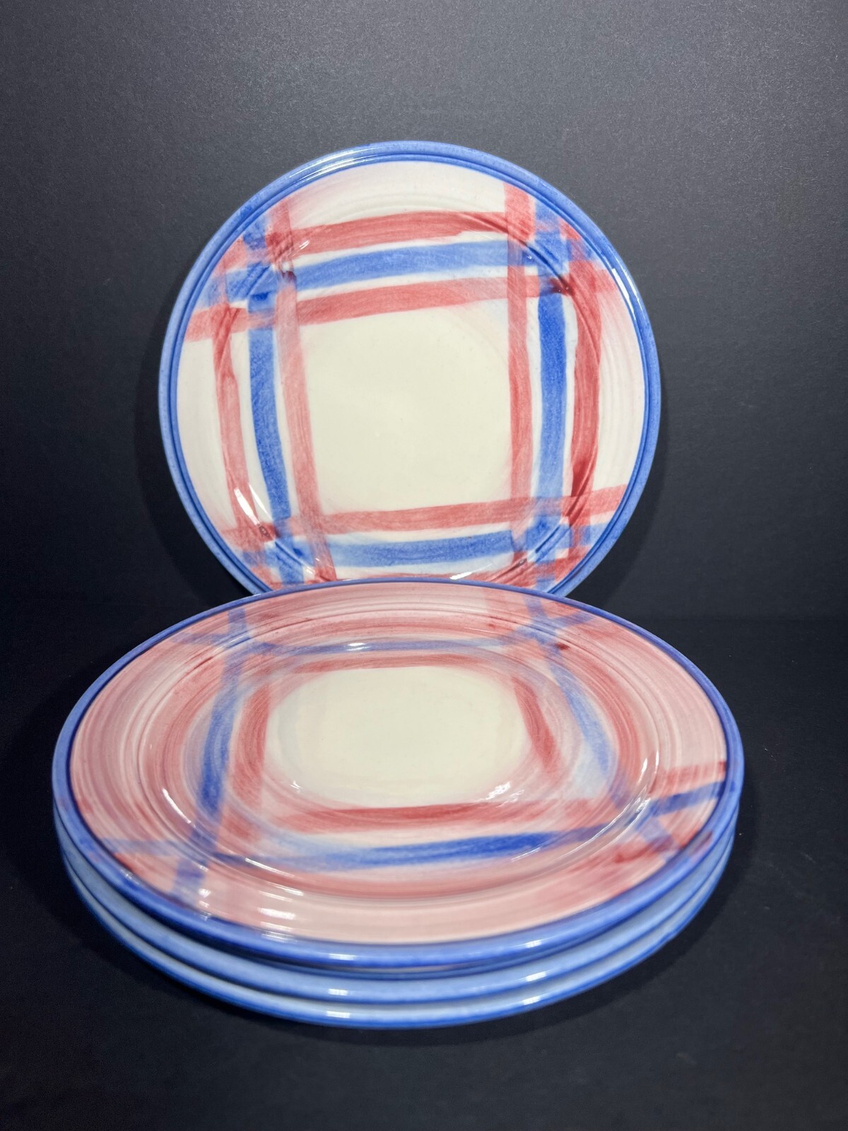 1937-1958 Vernon Ware Calico Plaid Set of 4 Salad Plates - 7 1/2" wide ...