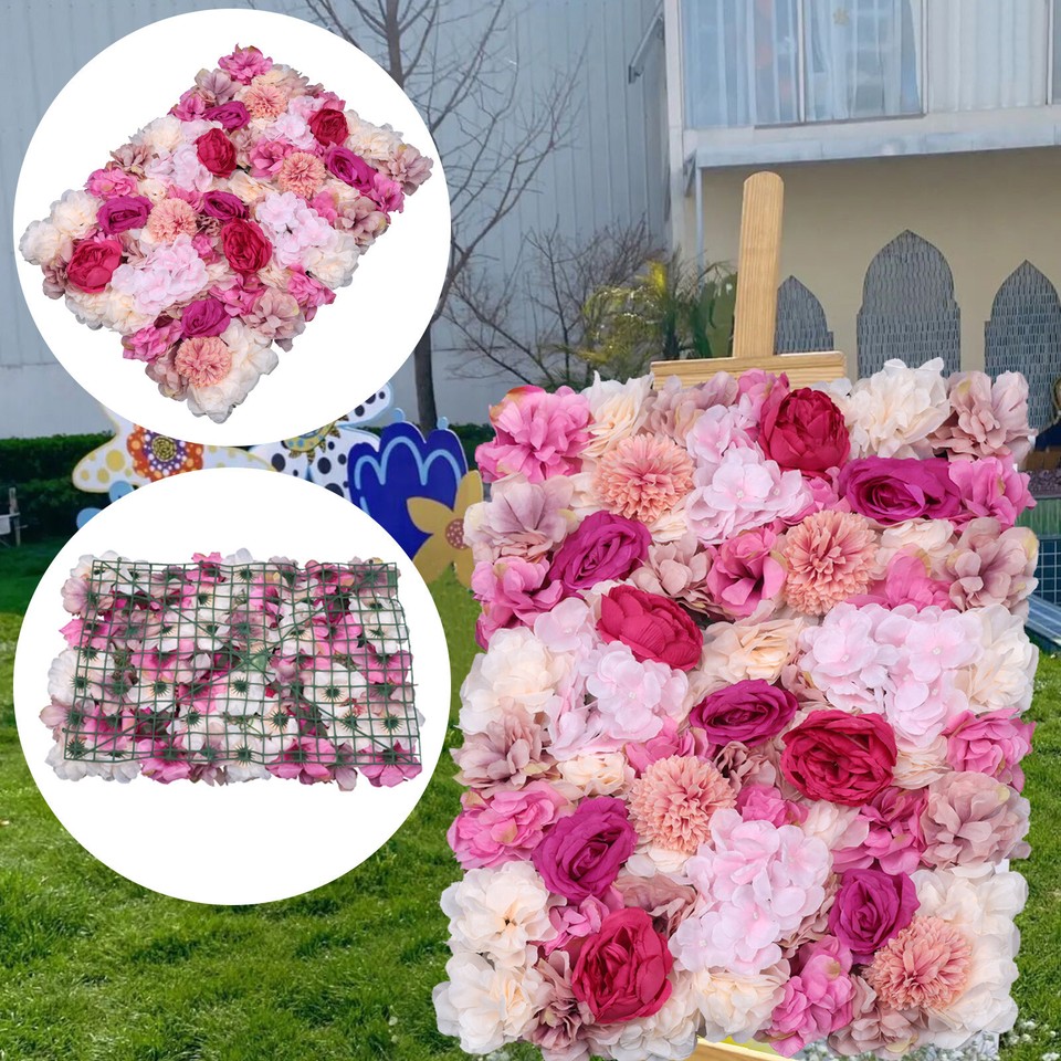 6Pcs Flower Wall Panel Floral Backdrop Wedding Party Home Artificial ...