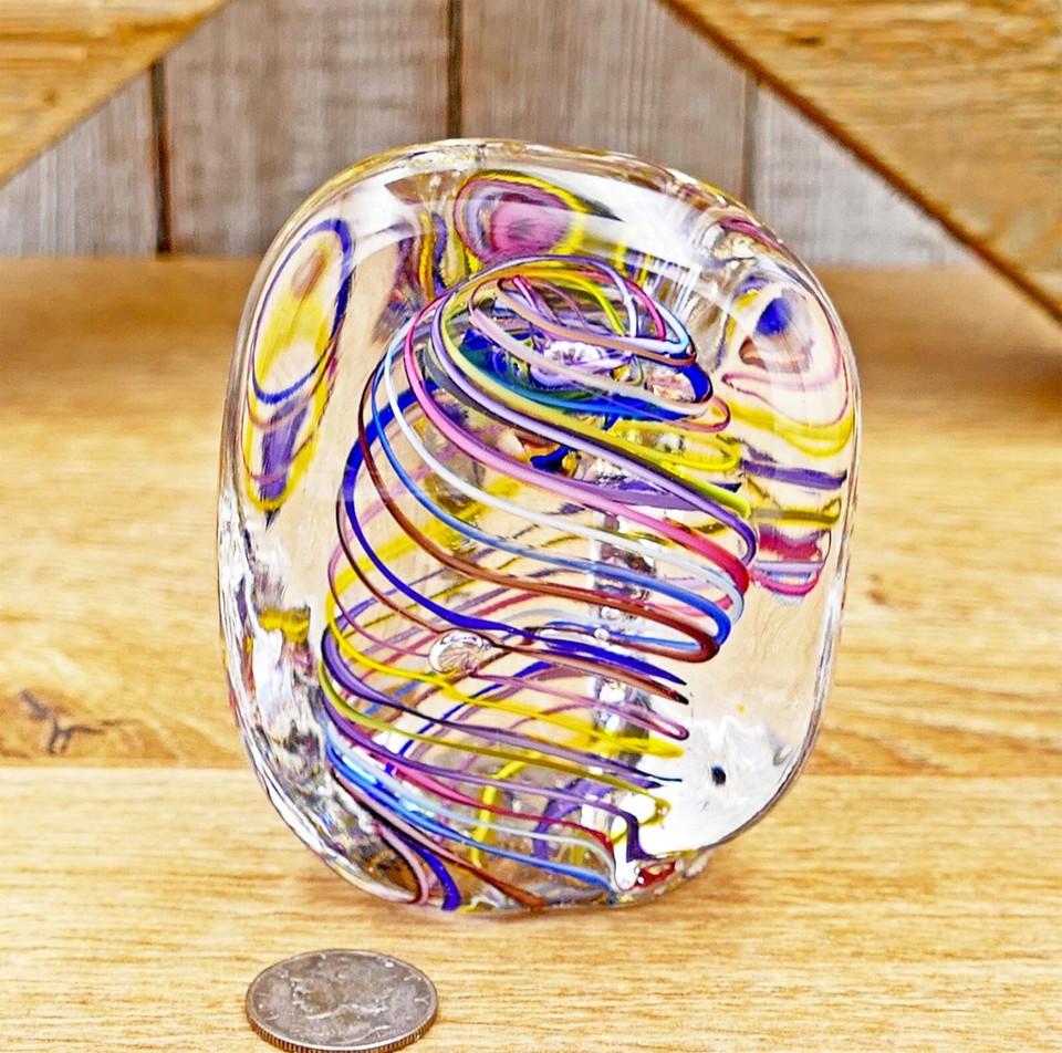 Peter Patterson Art Glass Threaded Freeform Paperweight Illinois Studio ...