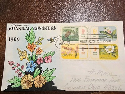 USPS FDC HAND PAINTED BY HERMAN MAUL BOTANICAL CONGRESS 1969 | eBay