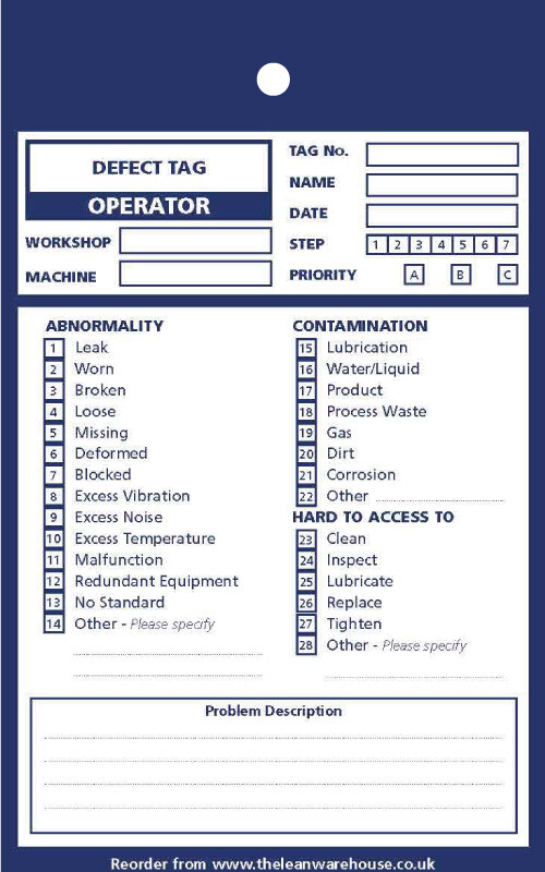TPM Autonomous Maintenance - Operator Defect Tag - Blue | eBay UK