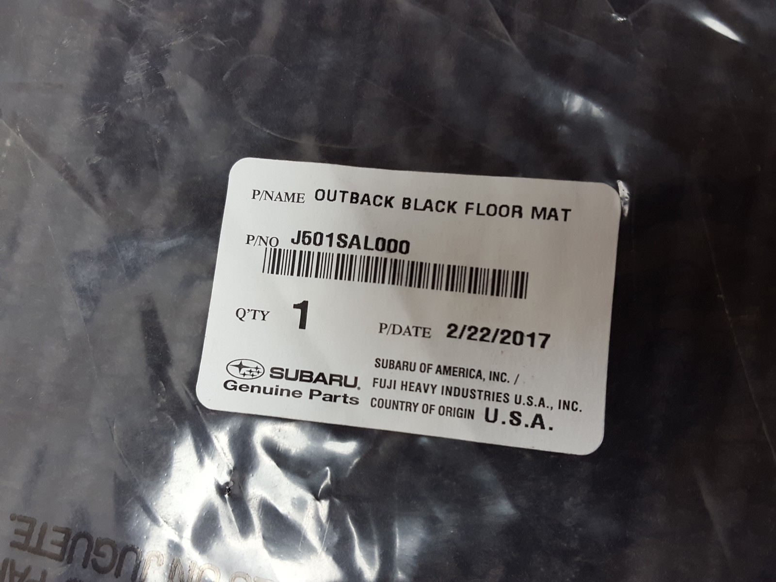 2015 -2018 Subaru Outback Carpeted Floor Mats GENUINE OEM (J501SAL000 ...