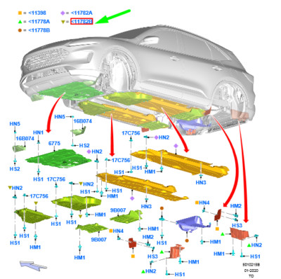 FORD KUGA MK3 Left Side Underbody Cover 2501947 LX6B-11133-PB NEW ...