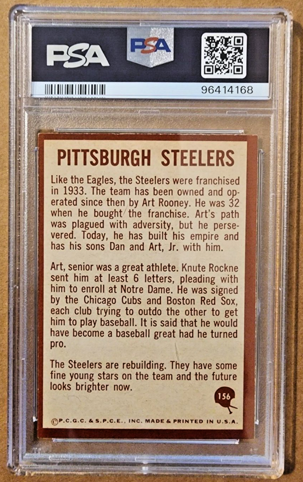 1967 Philadelphia Pittsburgh Steelers Insignia #156 Near Mint to Mint 8 ...