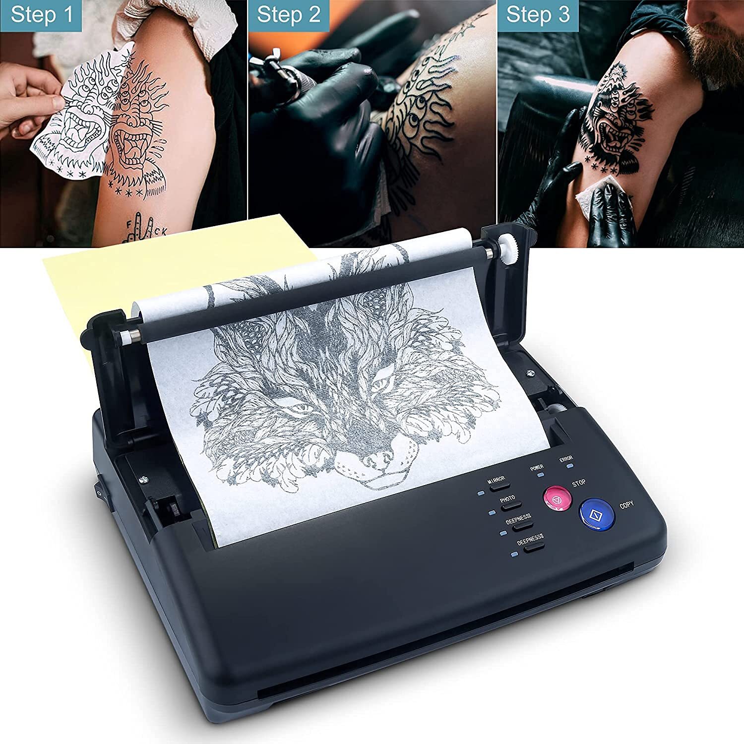 Tattoo Transfer Stencil Machine Copier Printer Thermal Tattoo Kit ...