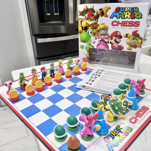 Super Mario Chess Set Collector's Edition Complete w Board & all 32 ...