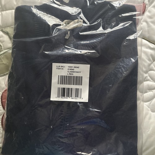 L.L.Bean Mens Crew Neck Sweater L Reg Navy Blue Cotton Cashmere Blend ...