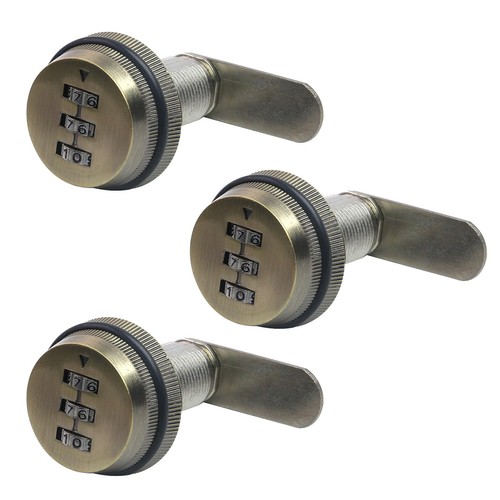 3 Pack Combination Cam Lock 1-1/8" Combination Cabinet Lock Bronze ...