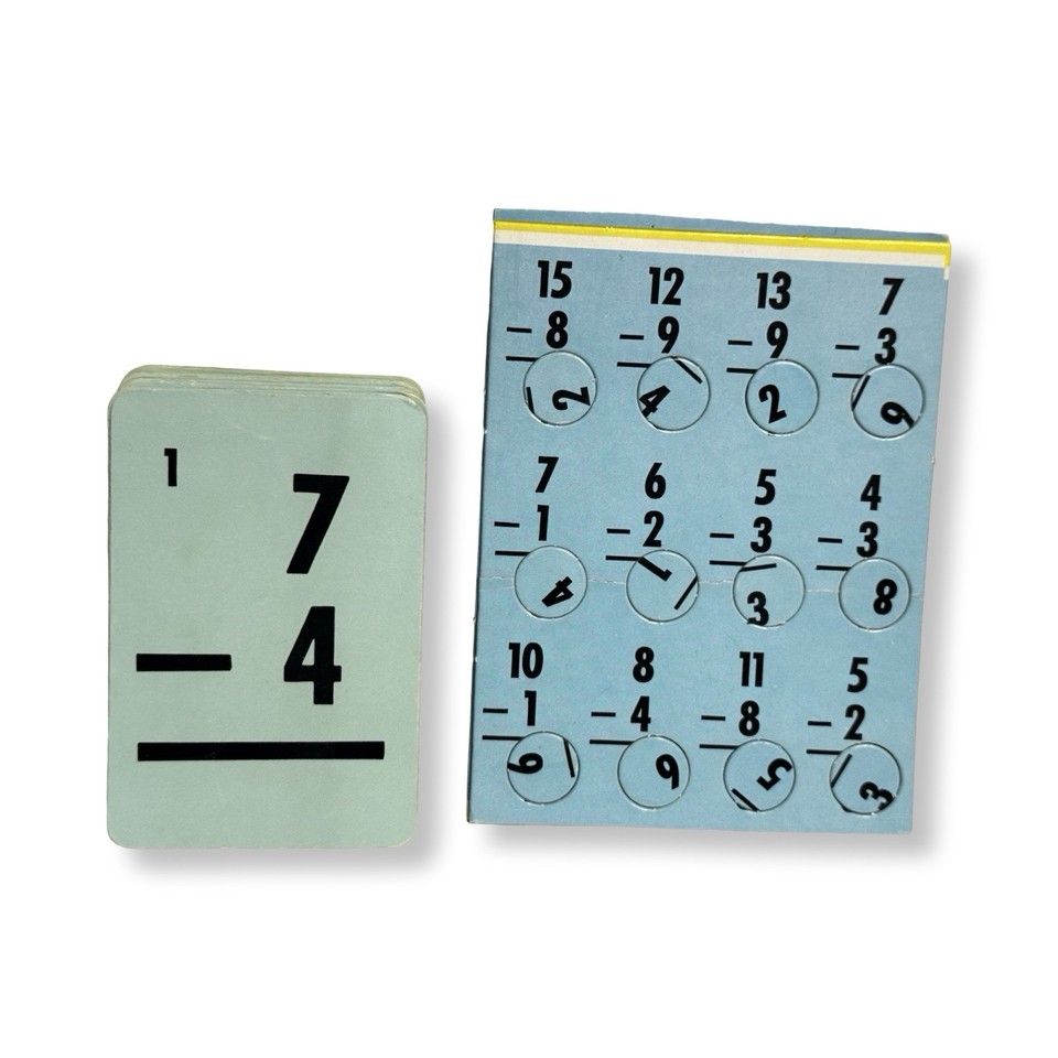Vintage Warren Addition Subtraction Flash Cards with Worksheets Grades ...