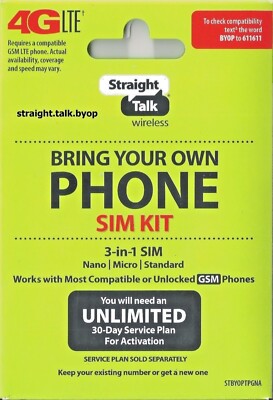 Straight Talk Micro Nano Standard Triple Cut SIM Card For T-Mobile ...